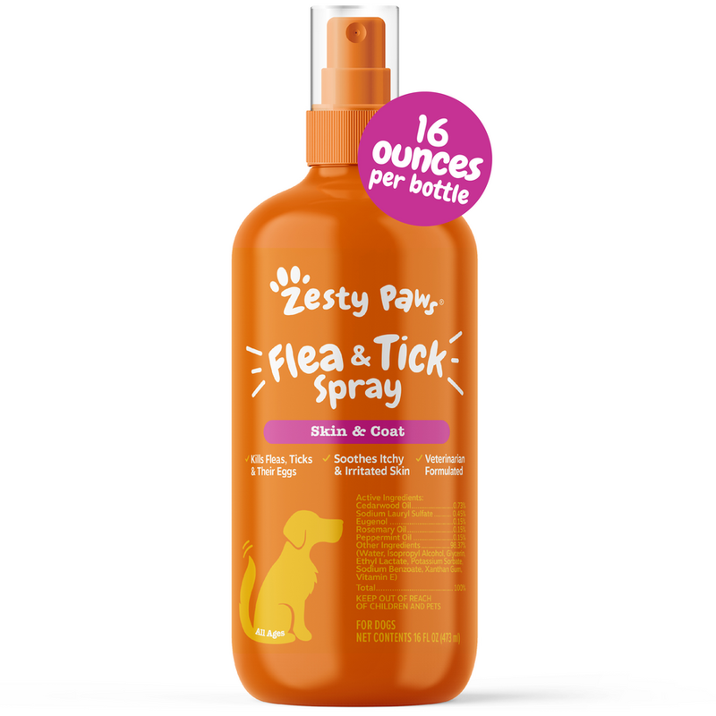 Zesty Paws Flea & Tick Spray for Dogs & Cats - Vet Formulated