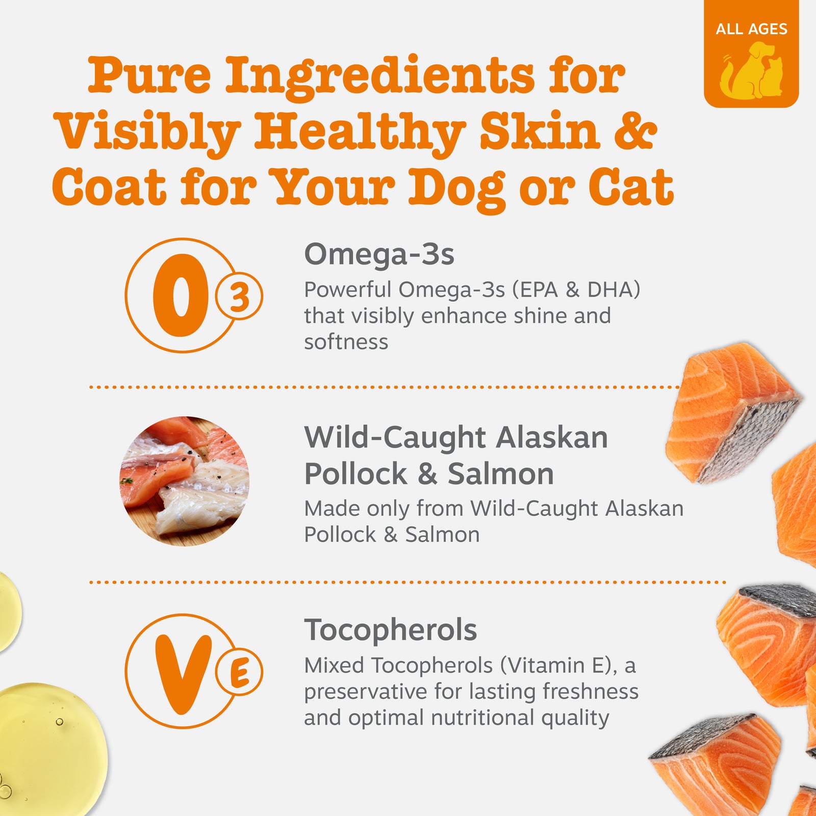 Wild Alaskan Omega-3 Fish Oil for Dogs & Cats | EPA DHA Supplement ...